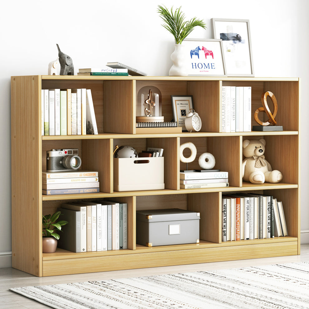 9 Shelf Bookshelf Display Cabinet Bookcase Shelf Organiser Oak – Roxka.com